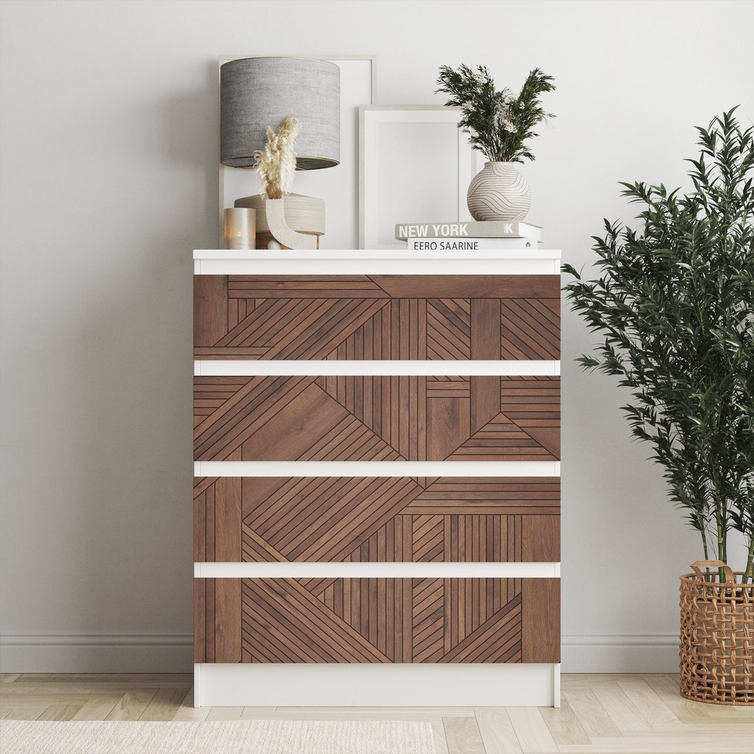 Ikea Malm Decal Dark Brown Wooden Parquet Dresser Sticker Removable Decal Ikea Dresser Stickers Malm Decal Ikea Vinyl Decal Etsy