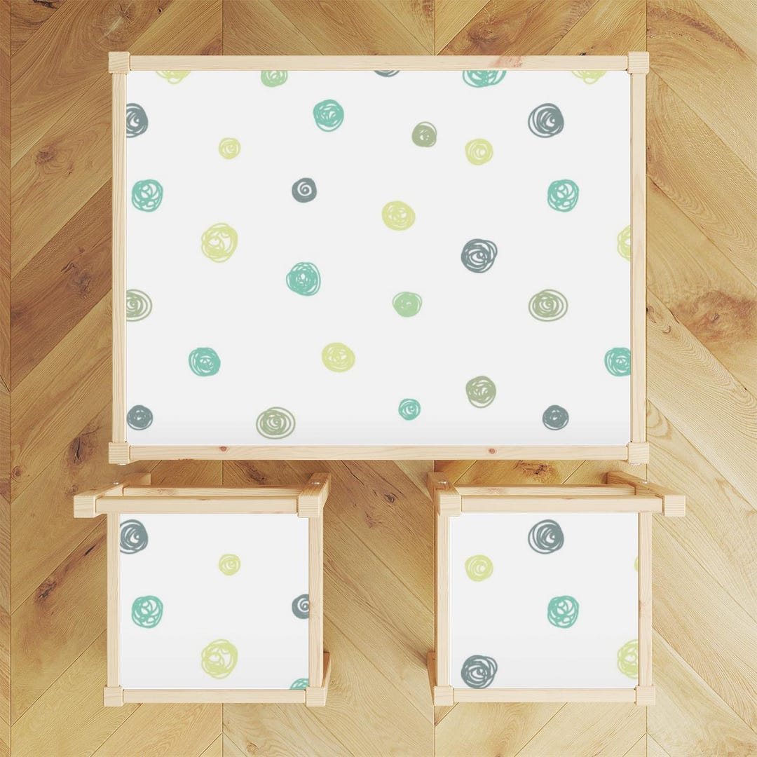 Ikea LATT Table and Chairs Decals \ Green Polka Dots \ Table Sticker \ Removable Furniture ...