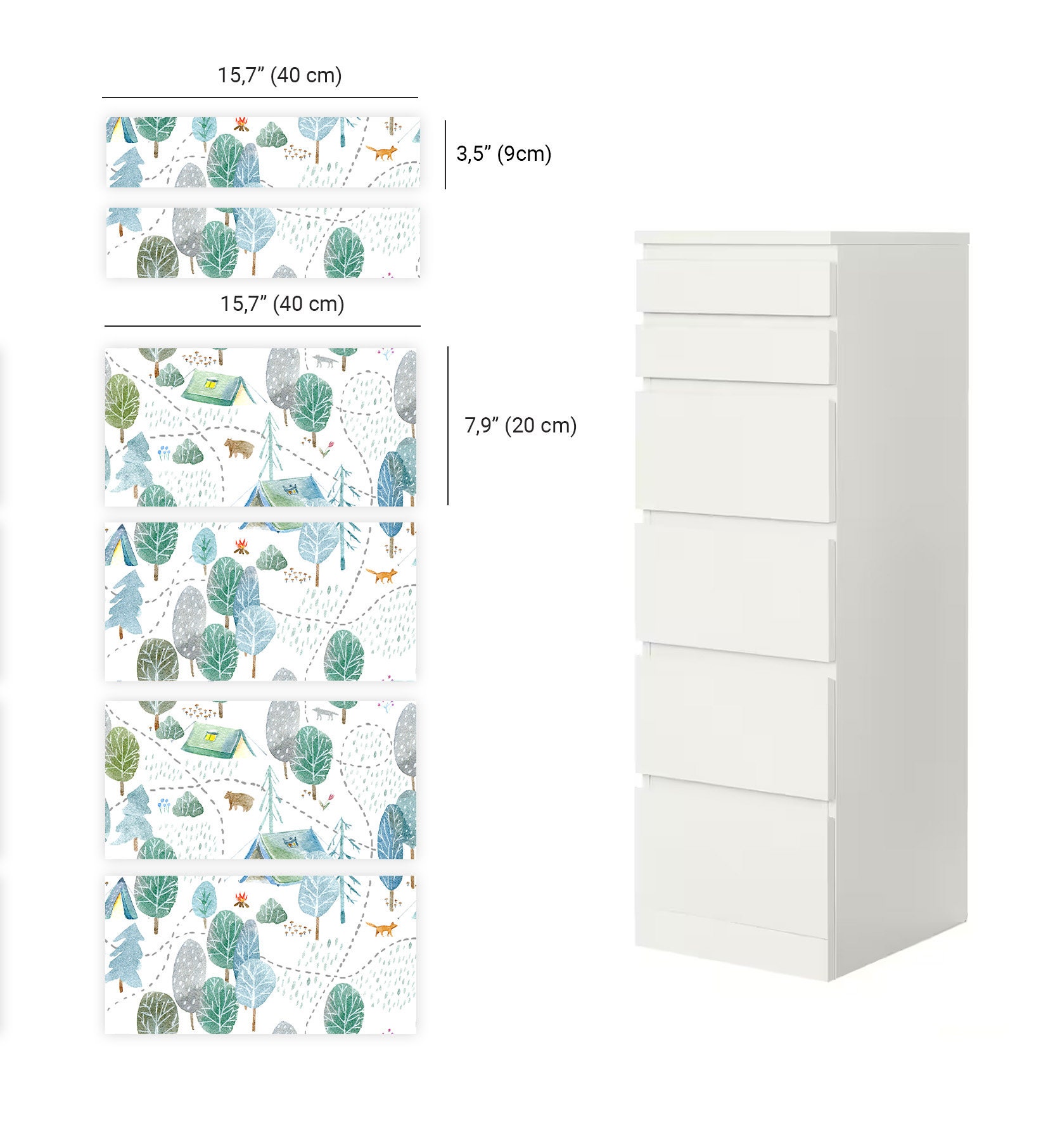 Ikea Malm Decal for Kids \ Campside \ Dresser Sticker \ Removable Decal ...