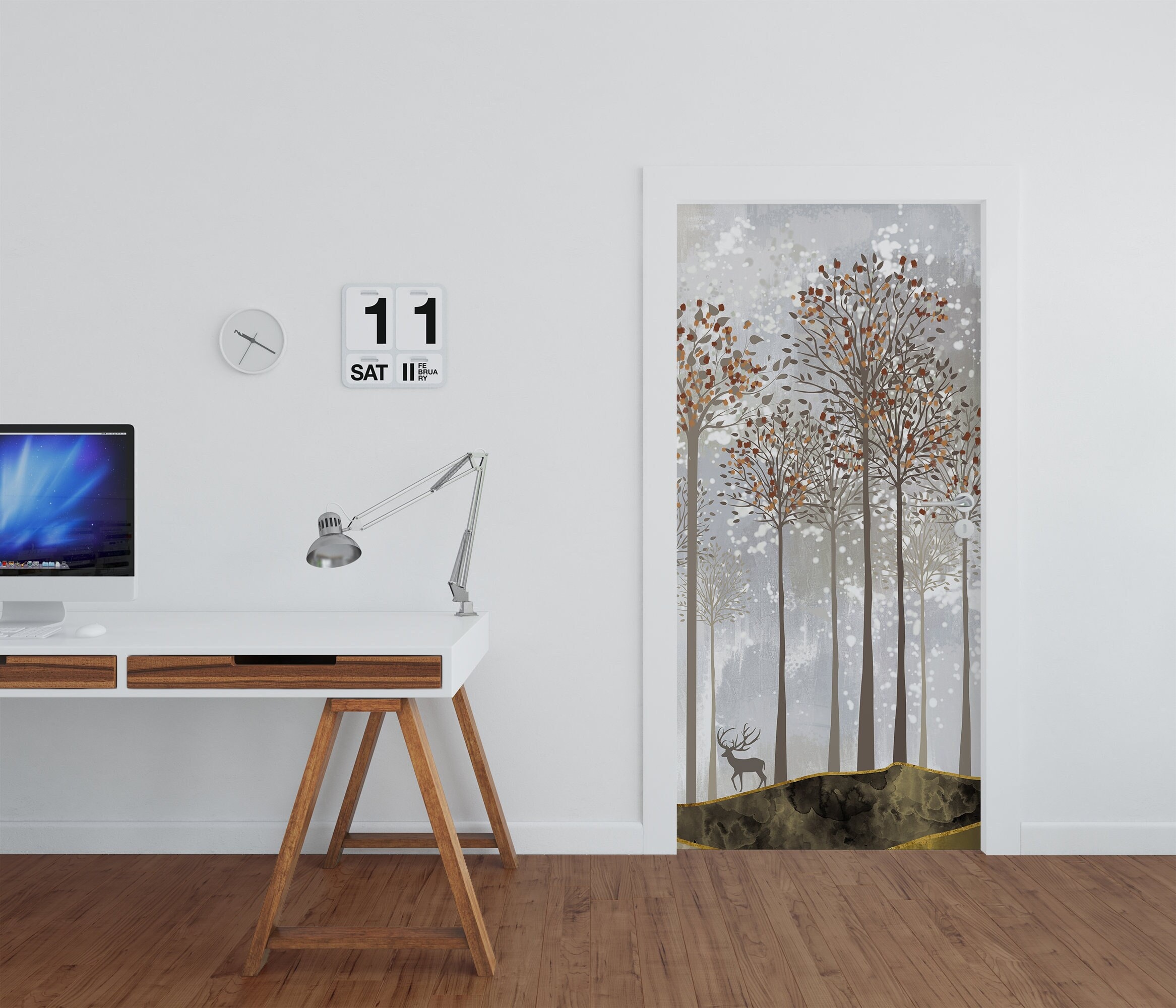 Autumn Forest Nature Door Decal \ Door Sticker \ Peel and Stick Vinyl ...