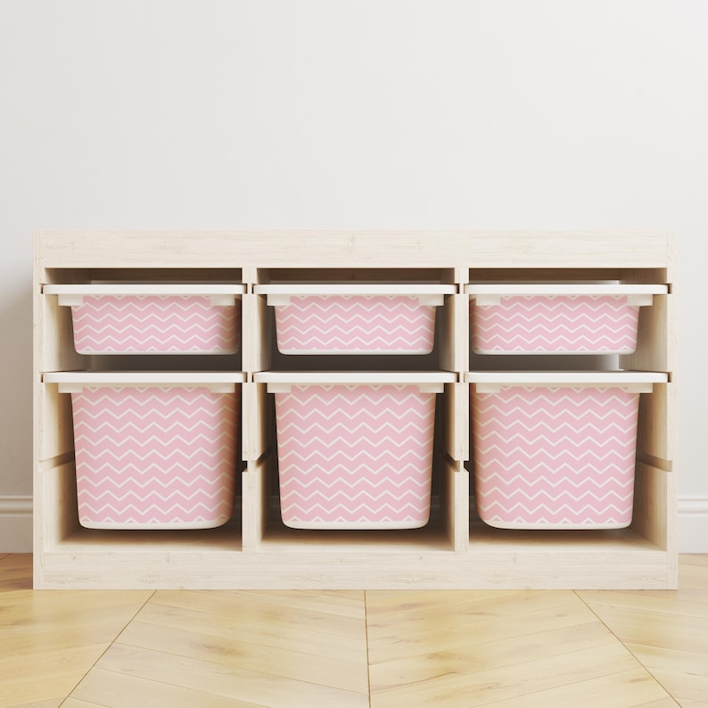 Ikea Trofast Sticker, Pink Zigzag Decal, Chevron Organizer Wrap ...