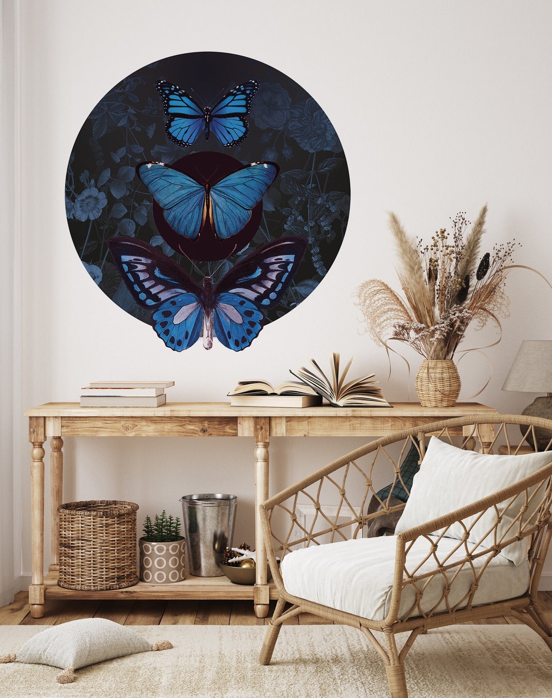 Dark Blue Butterfly Decal \ Nature Wall Sticker \ Floral Removable ...