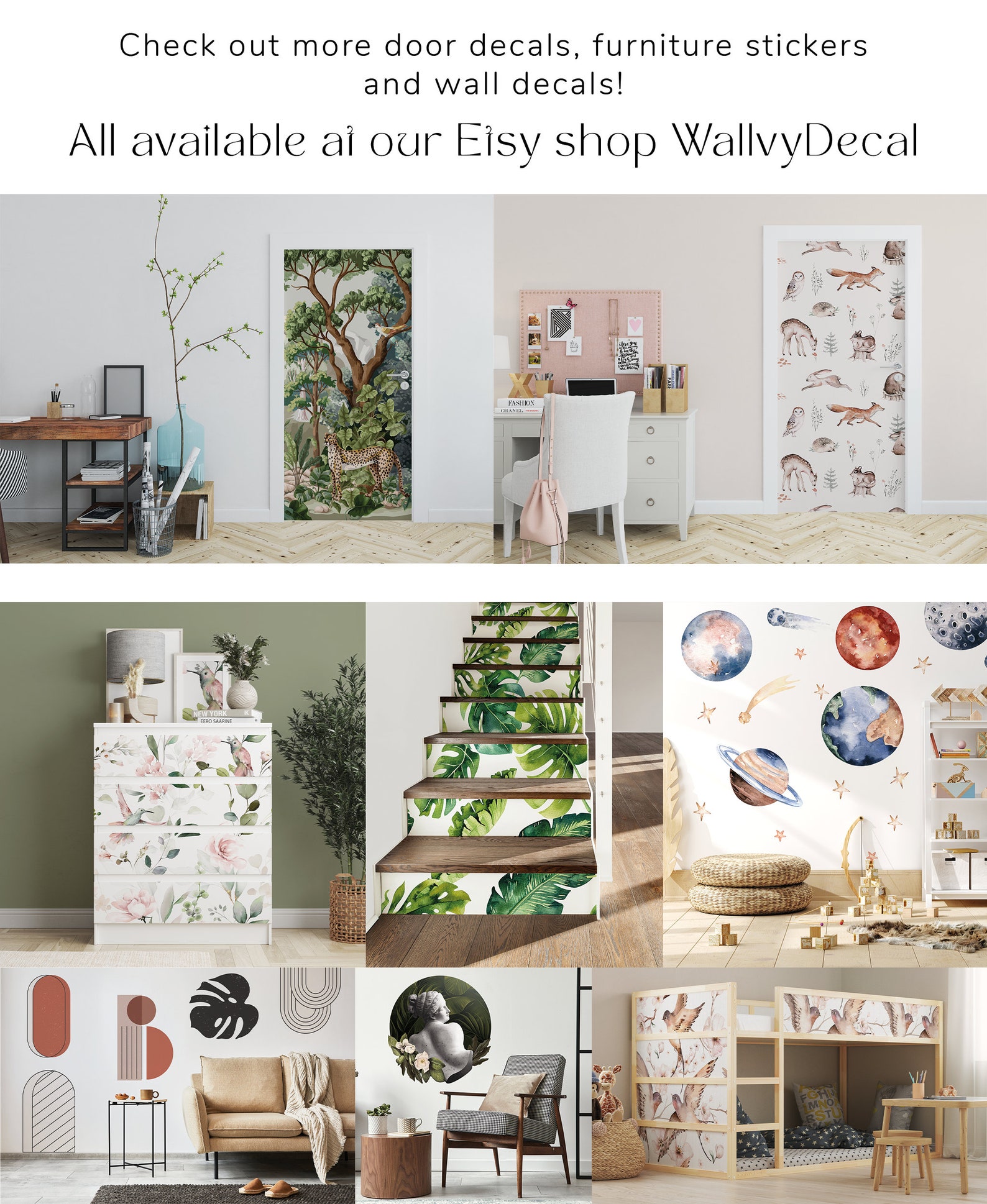 Wooden Parquet Nature Door Decal \ Door Sticker \ Peel and Stick Vinyl ...