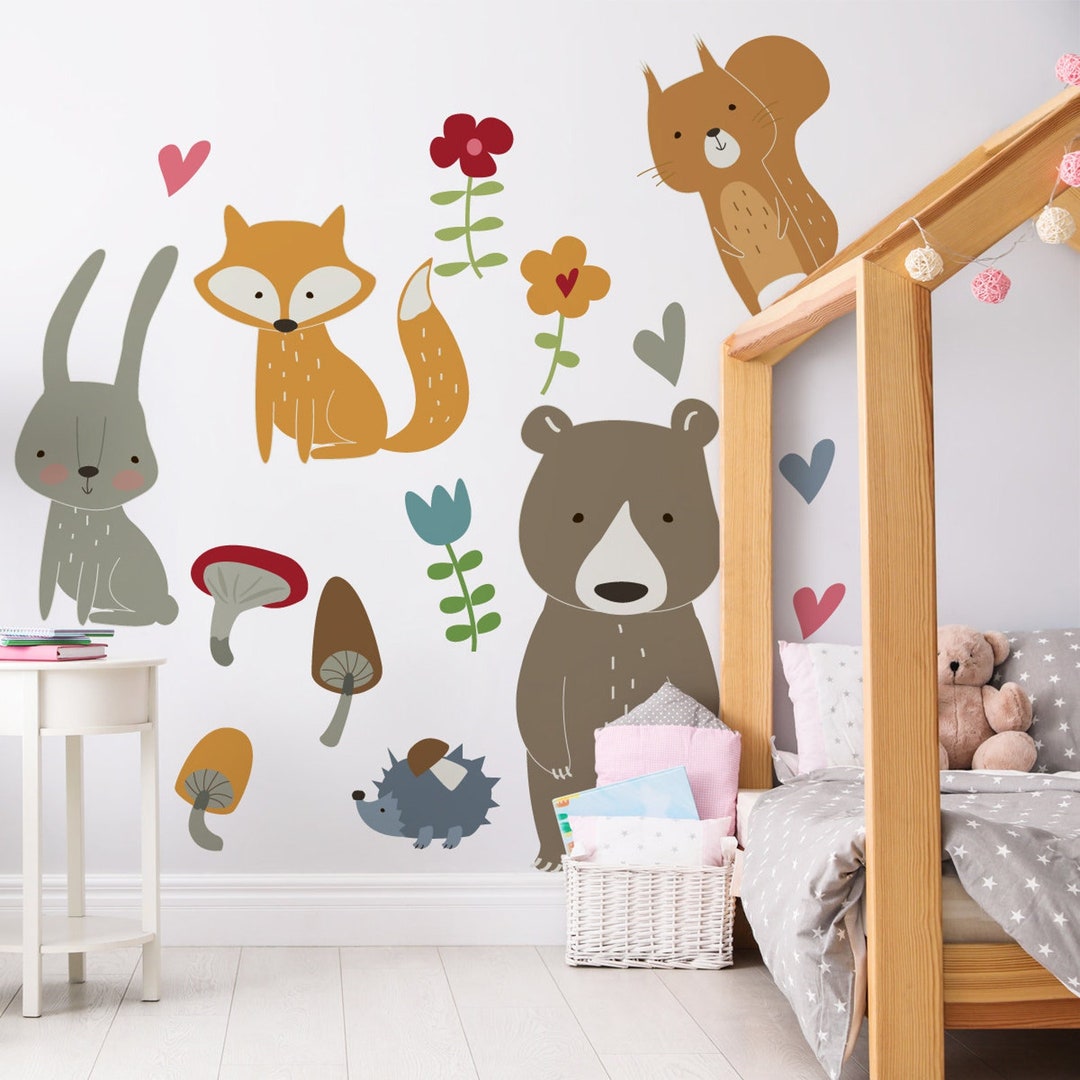 Bear and Forest Friends \ Wall Decal \ Removable Wall Stickers \ Self ...