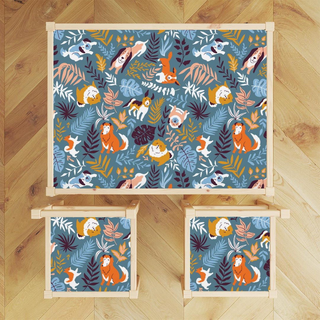 Ikea LATT Table and Chairs Decals \ Cheerful Pups \ Removable Furniture ...