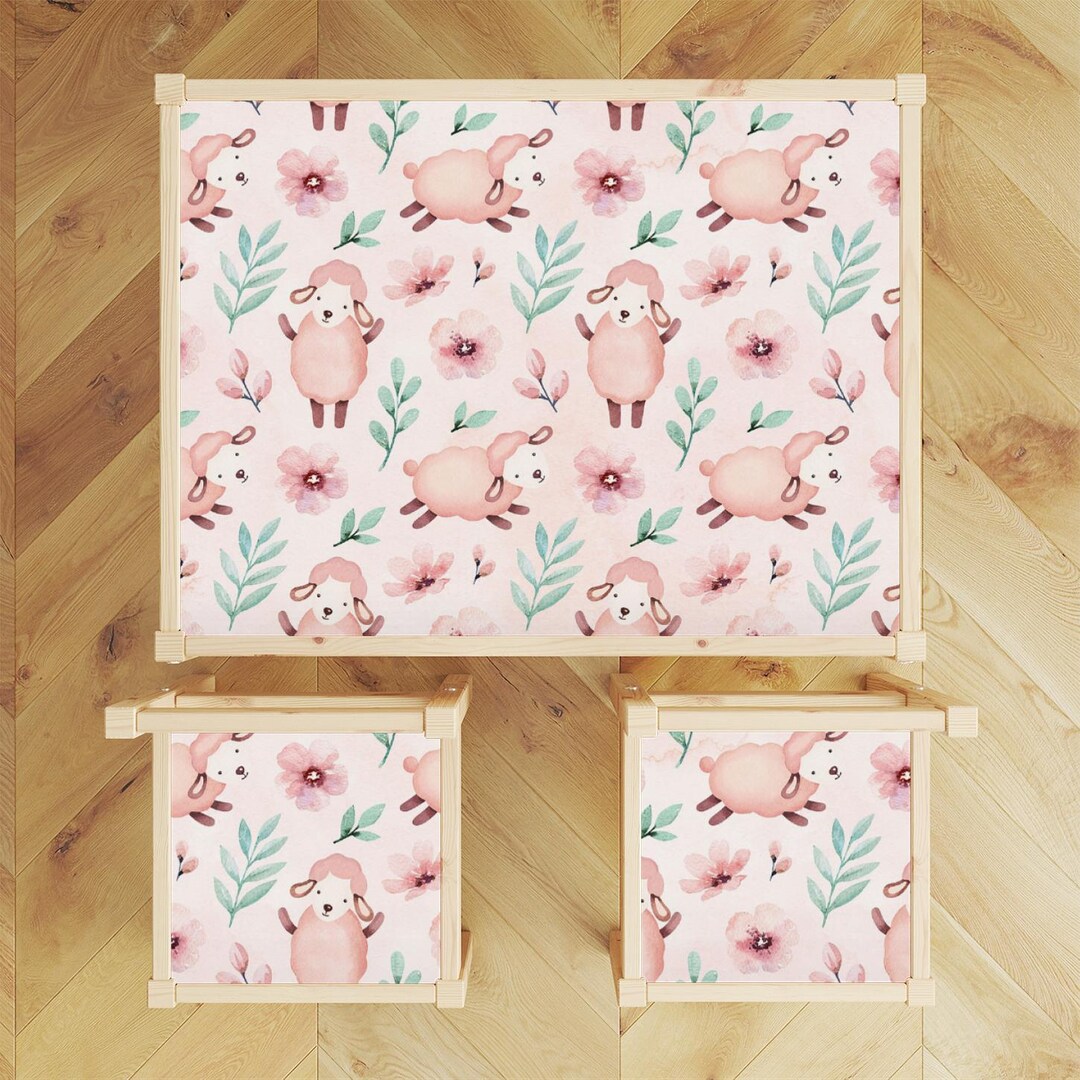Ikea LATT Table and Chairs Decals \ Watercolor Sheep \ Table Sticker ...