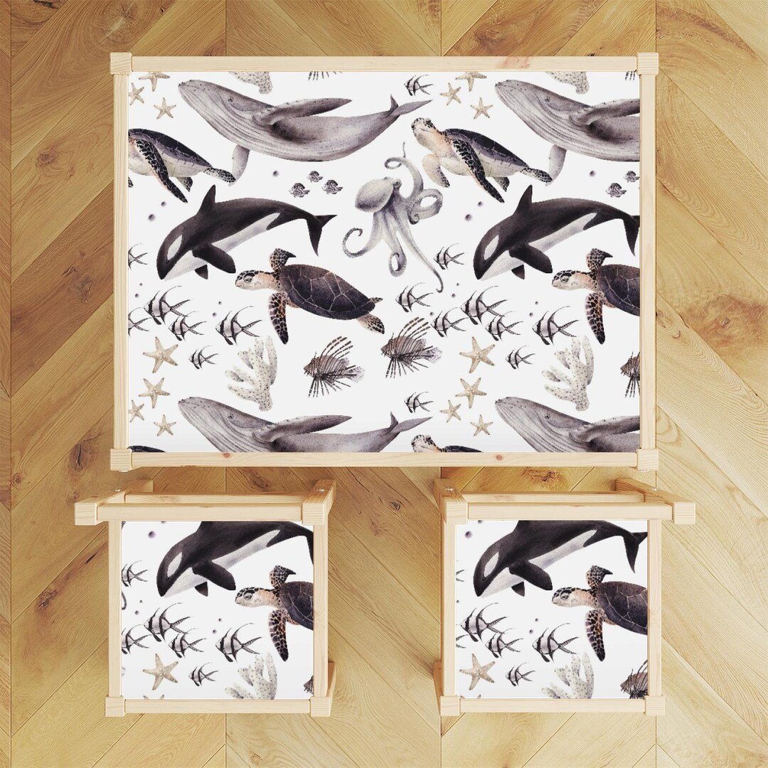 Ikea LATT Table and Chairs Decals \ Dolphins & Ocean Friends \ Table ...