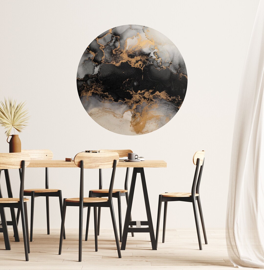 Dark Marble Decal \ Modern Wall Sticker \ Removable Circle Decals ...