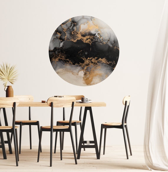 Dark Marble Decal Modern Wall Sticker Removable Circle - Etsy