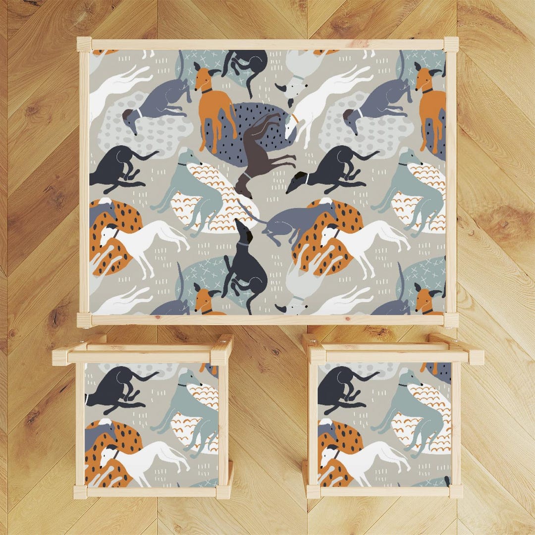 Ikea LATT Table and Chairs Decals \ Colorful Pups \ Table Sticker ...
