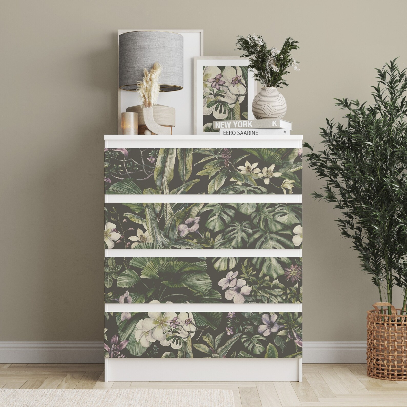 Ikea Malm Decal \ Thunbergia Shrub \ Dresser Sticker \ Removable Decal ...