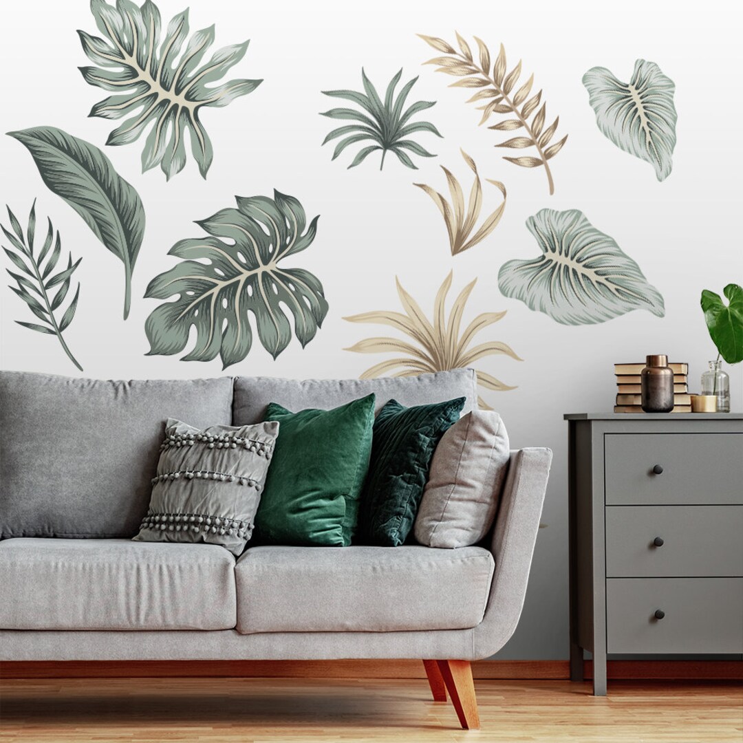 Palm Leaves Decals | Tropical Leaves Stickers \ Wall Decal \ Removable ...