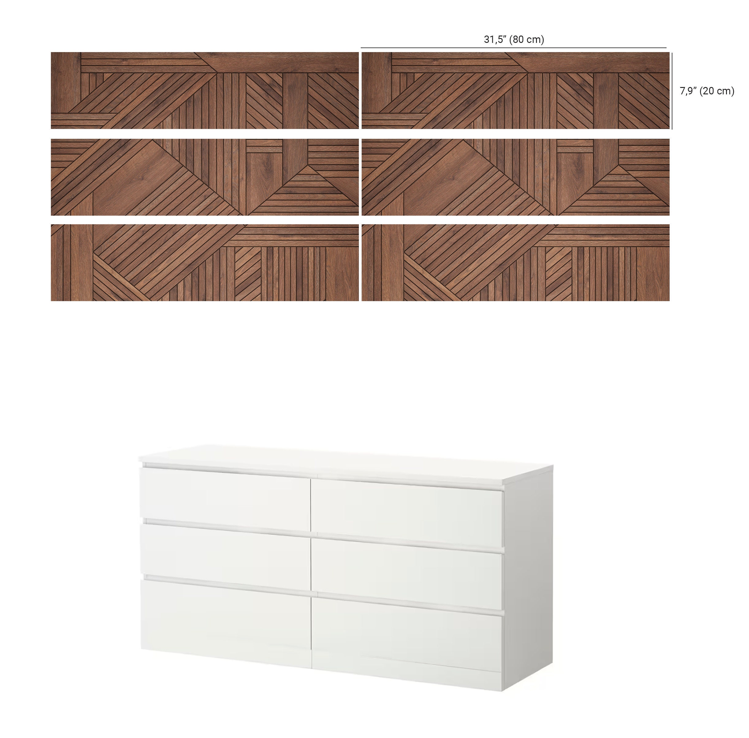 Ikea Malm Decal Dark Brown Wooden Parquet \ Dresser Sticker \ Removable ...
