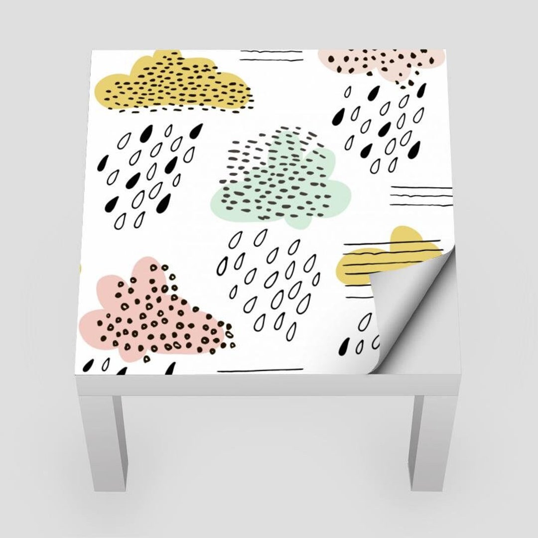 Rainy Clouds \ IKEA LACK Decal \ Removable Table Sticker \ Self ...