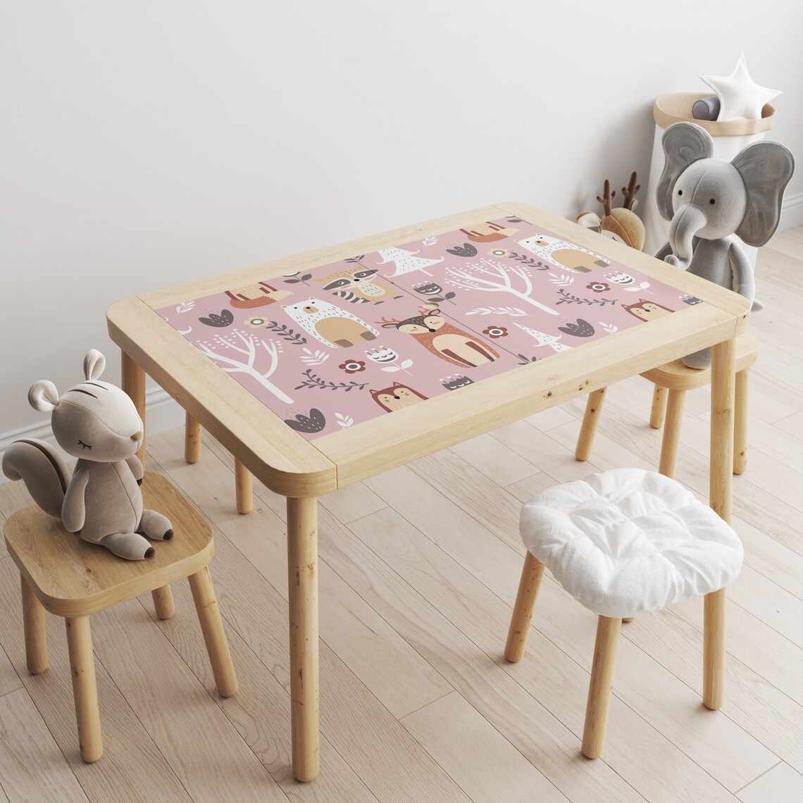 Ikea Flisat Table Decal, Pink Forest Sticker, Decals for Kids, Kids ...
