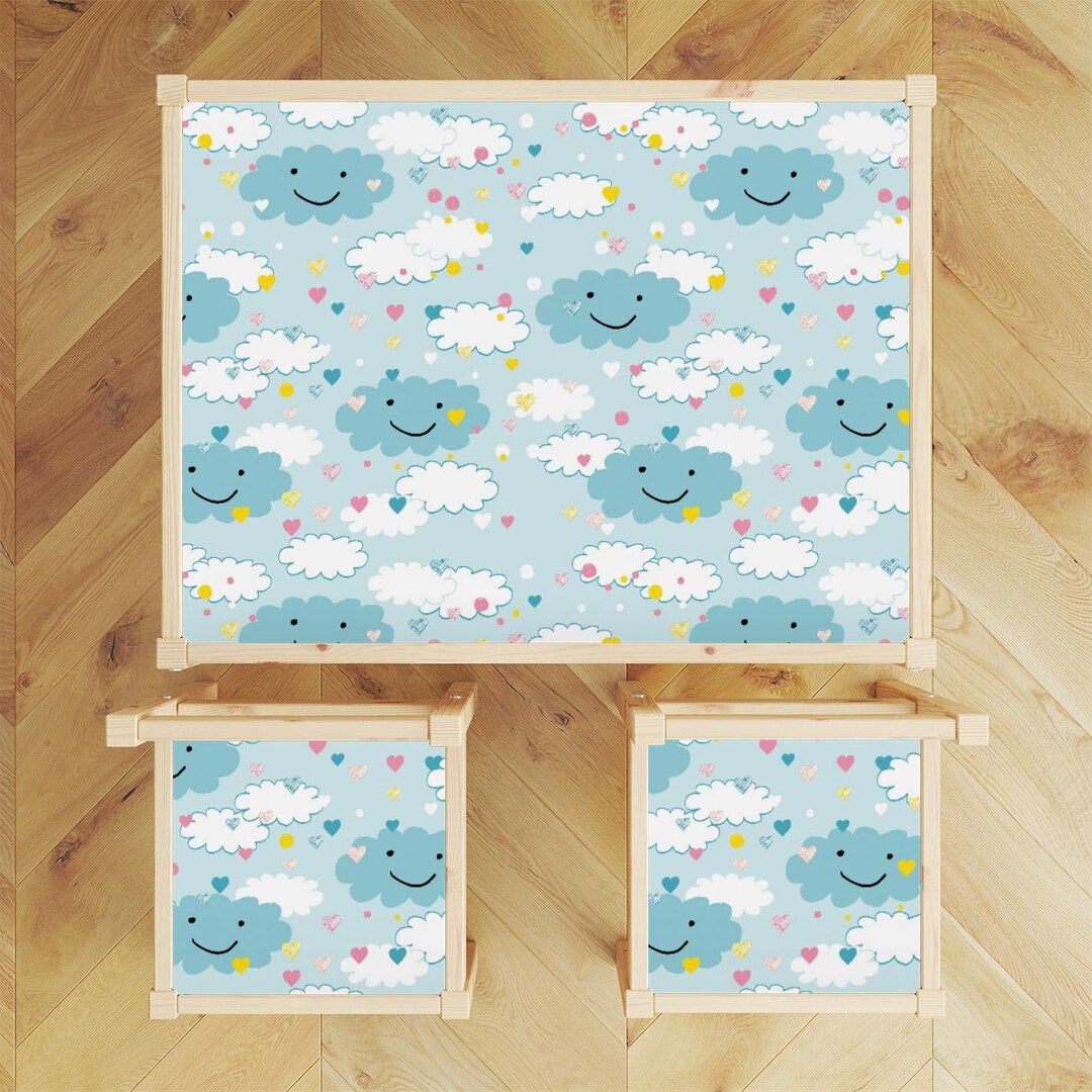 Ikea LATT Table and Chairs Decals \ Smiling Clouds and Hearts \ Table ...