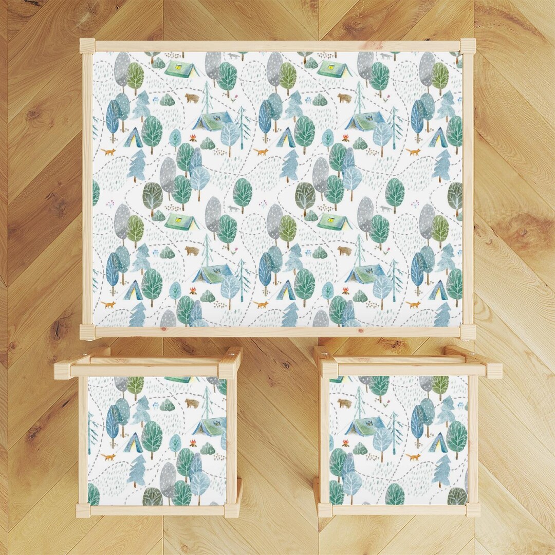 Ikea LATT Table and Chairs Decals \ Sweet Quiet Forest \ Removable Furniture Decals \ Peel and ...