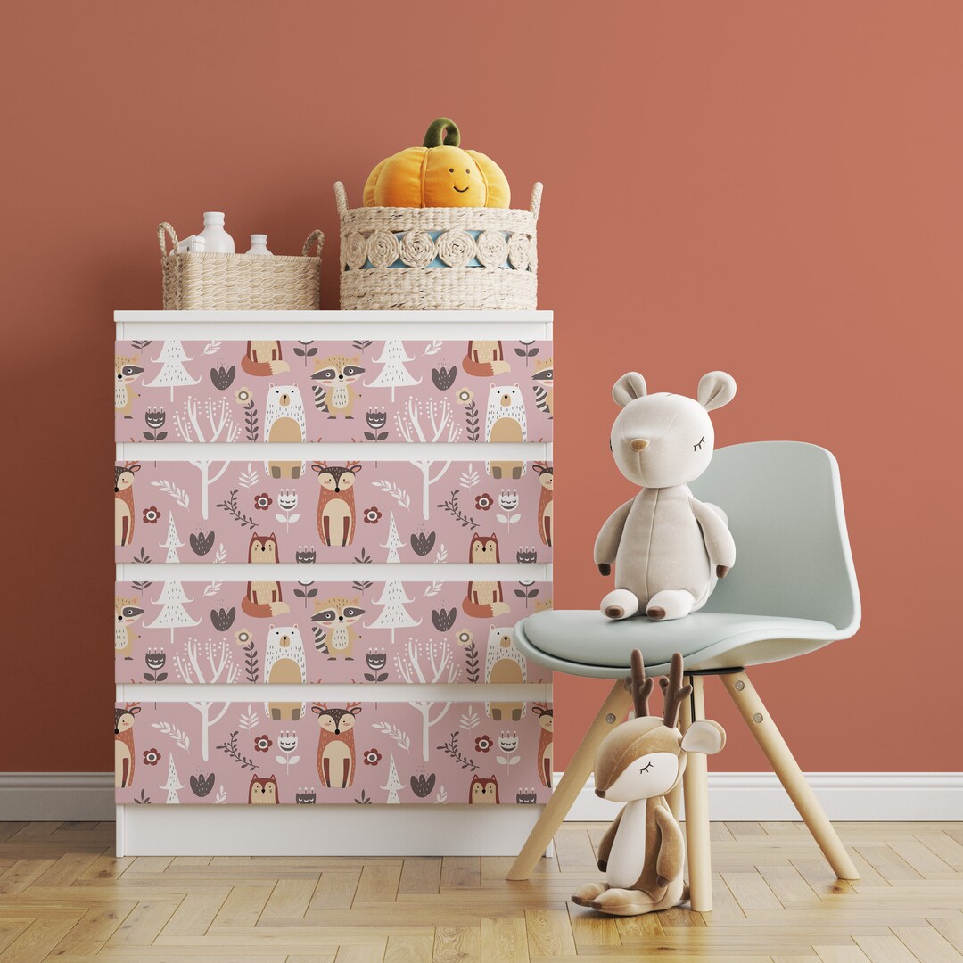 Ikea Malm Decal for Kids \ Cute Forest \ Dresser Sticker \ Removable ...