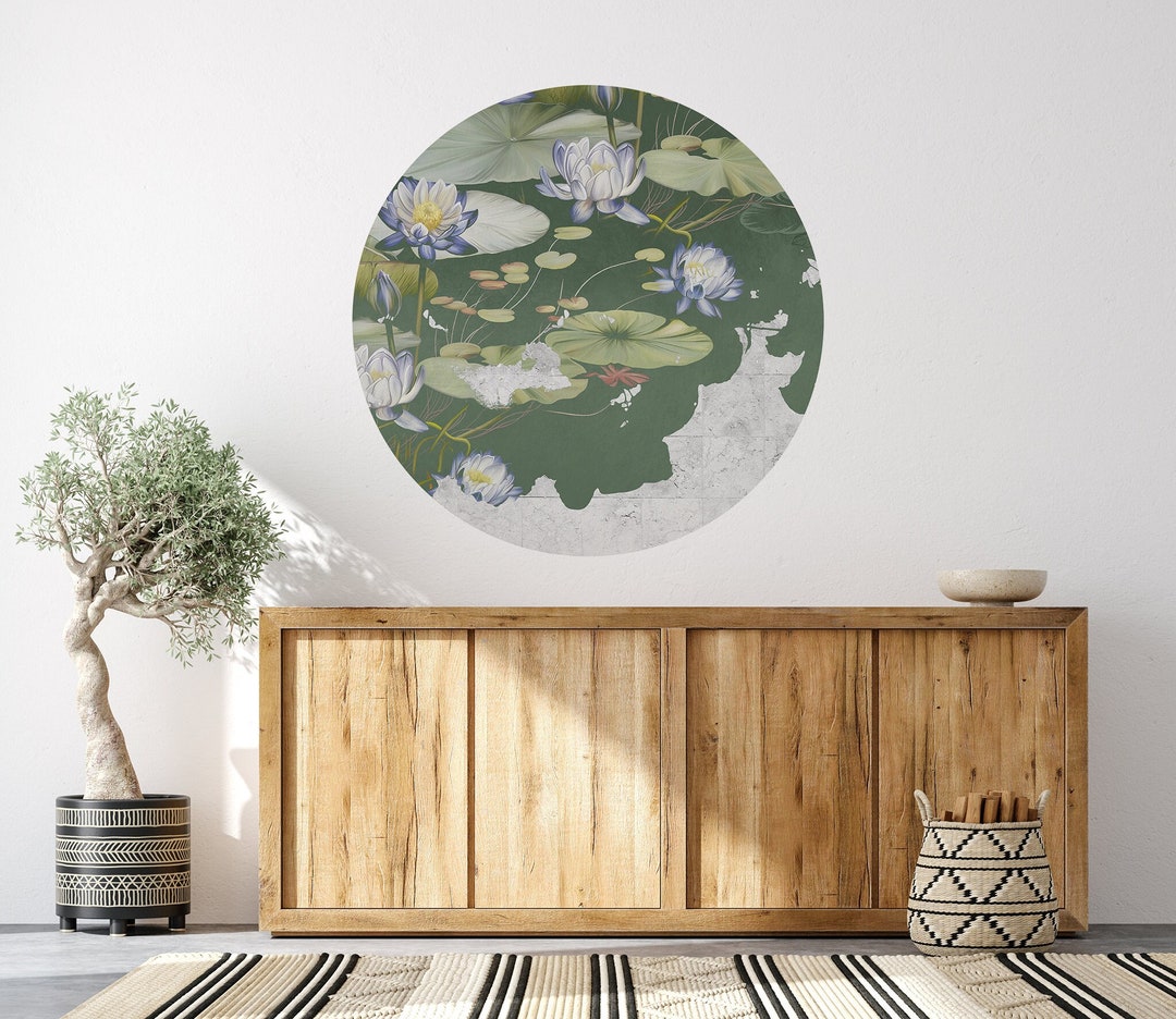 Water Lily Painting Decal \ Nature Wall Sticker \ Floral Removable ...