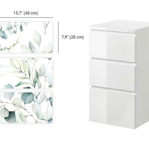 Ikea Malm Decal \ Green and Golden Leaves \ Dresser Sticker \ Removable ...