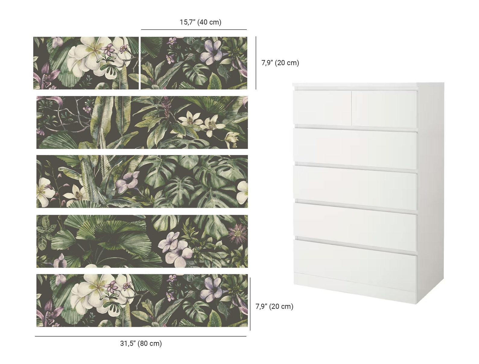 Ikea Malm Decal \ Thunbergia Shrub \ Dresser Sticker \ Removable Decal ...