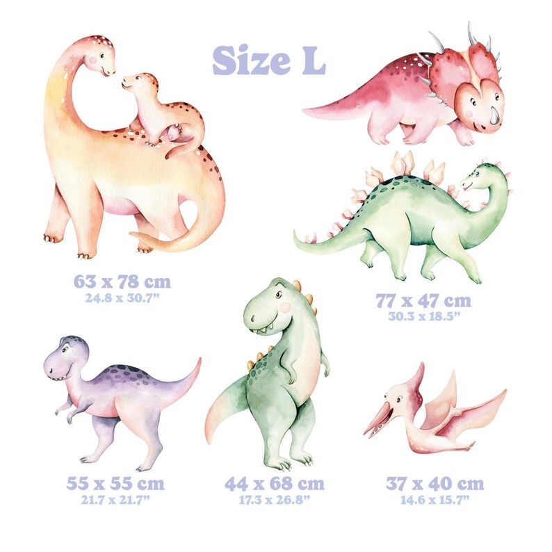 Cute Colorful Dinosaurs \ Wall Decal \ Removable Wall Stickers \ Self ...
