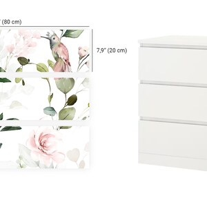 Ikea Malm Decal Watercolor Birds \ Dresser Sticker \ Removable Decal ...