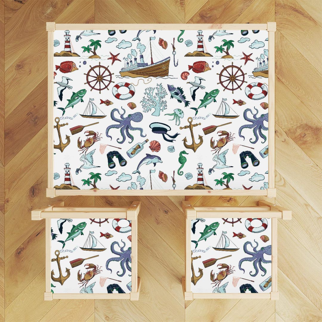 Ikea LATT Table and Chairs Decals \ Rainbow Ocean Elements \ Table ...