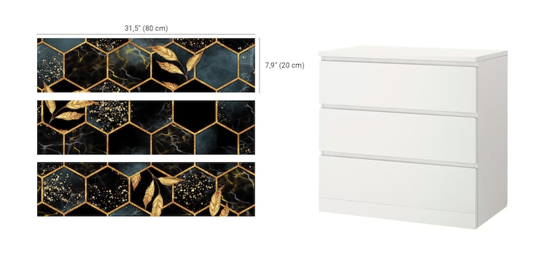 Ikea Malm Decal Dark Honeycomb \ Dresser Sticker \ Removable Decal ...