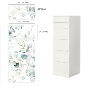 Ikea Malm Decal \ Green and Golden Leaves \ Dresser Sticker \ Removable ...