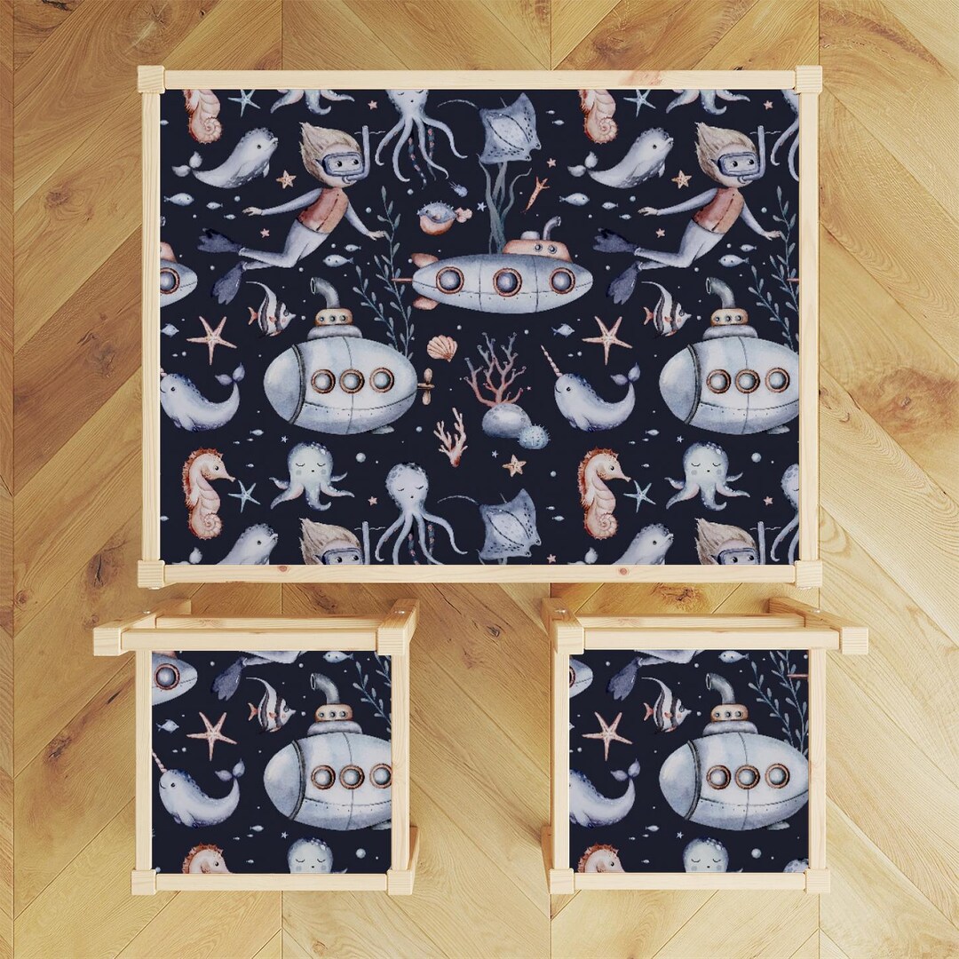 Ikea LATT Table and Chairs Decals \ Underwater Diver Adventure \ Table ...