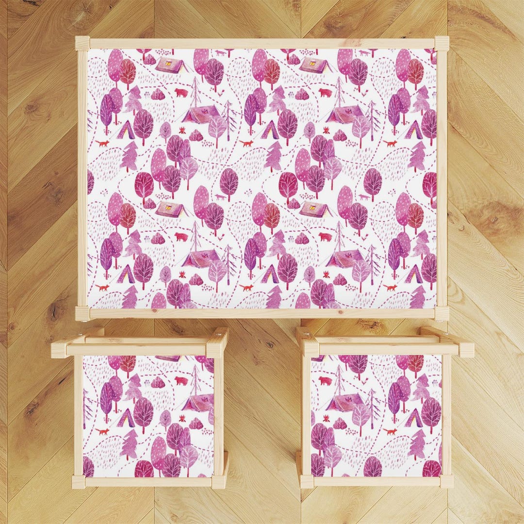 Ikea LATT Table and Chairs Decals \ Enchanted Purple Forest \ Removable ...