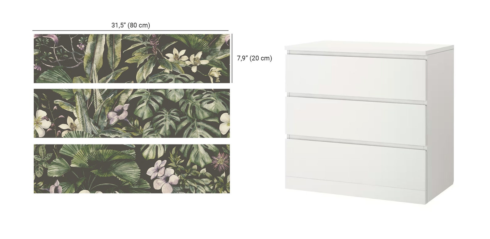 Ikea Malm Decal \ Thunbergia Shrub \ Dresser Sticker \ Removable Decal ...