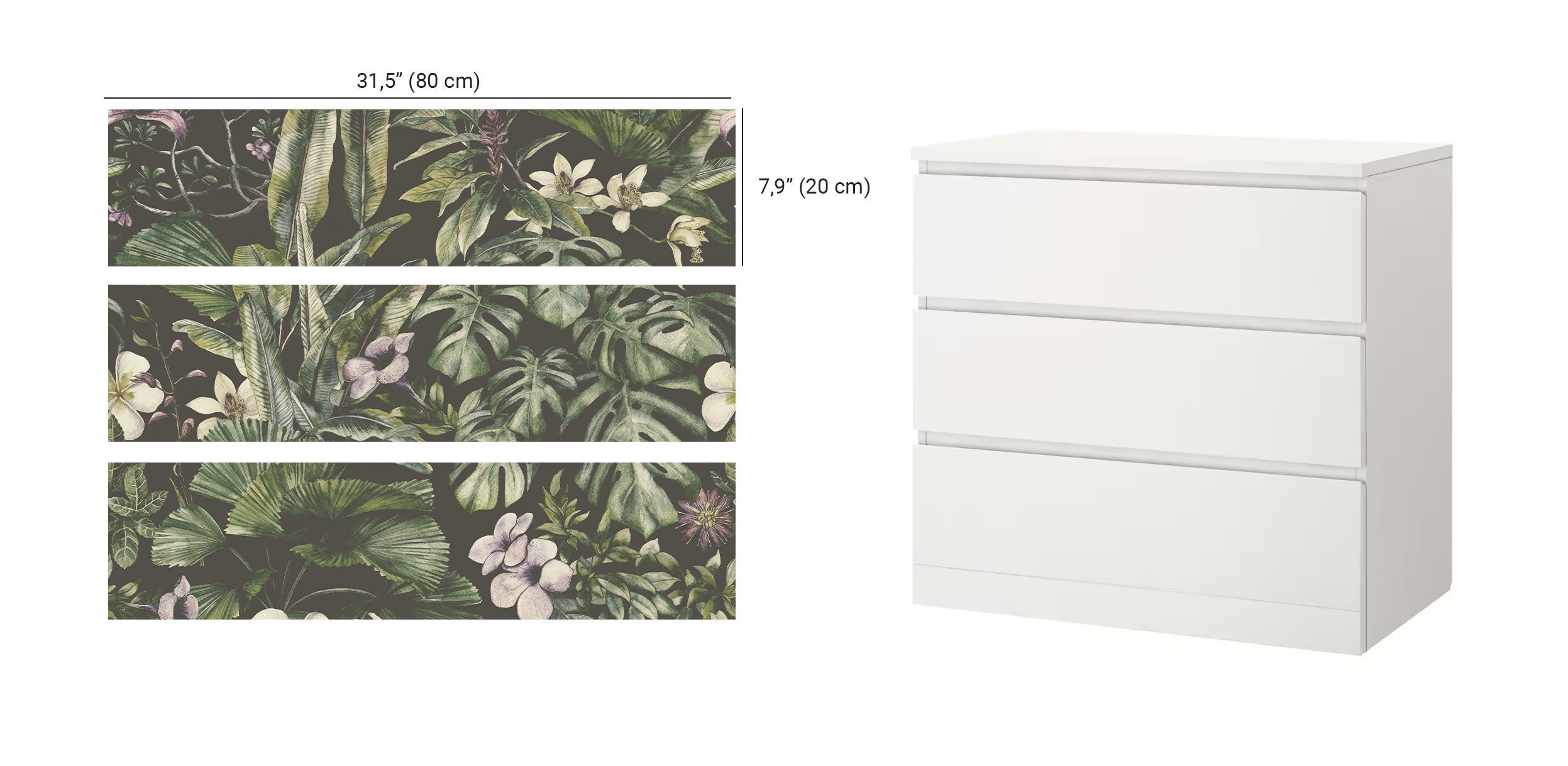Ikea Malm Decal \ Thunbergia Shrub \ Dresser Sticker \ Removable Decal ...