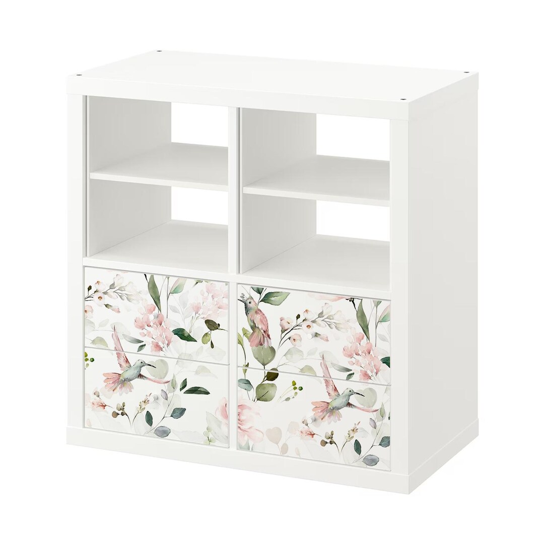Roses & Exotic Birds IKEA KALLAX Drawer Sticker, Floral Hummingbird ...