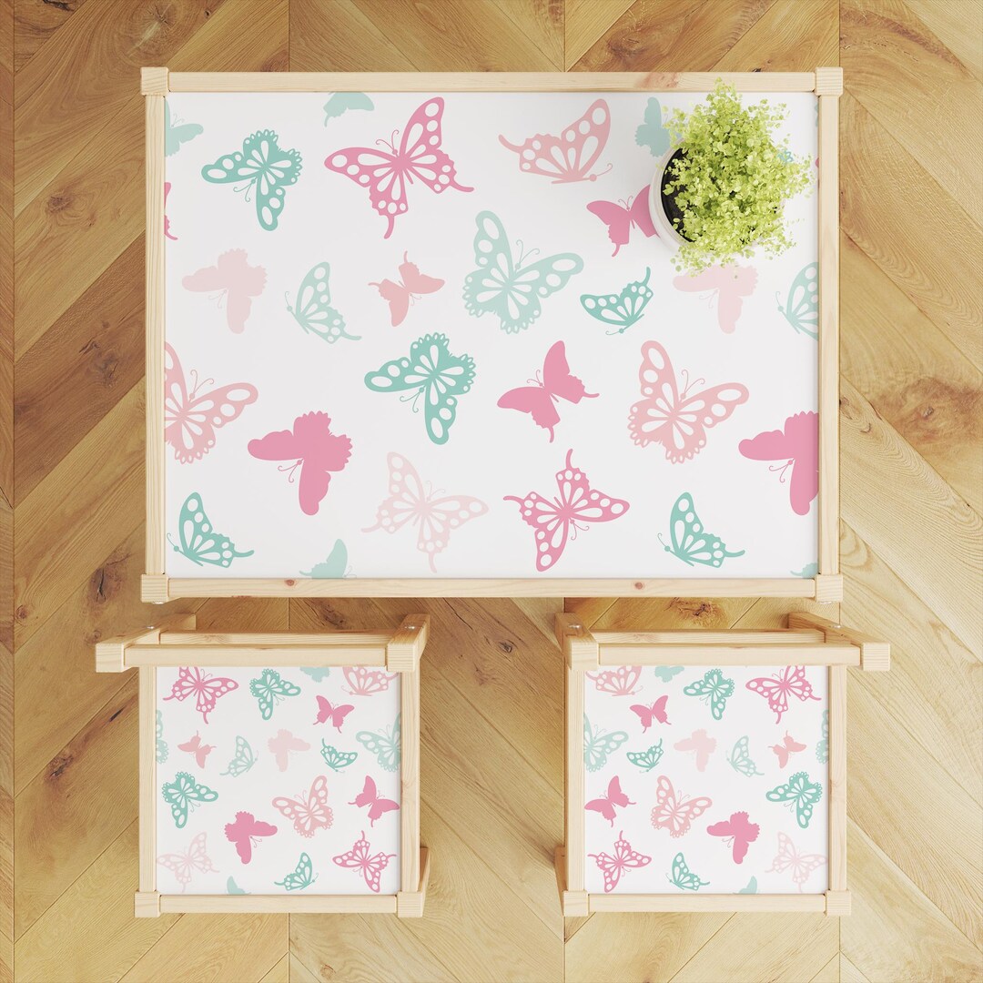 Ikea LATT Table and Chairs Decals \ Fluttering Butterflies \ Table Sticker \ Removable Furniture ...