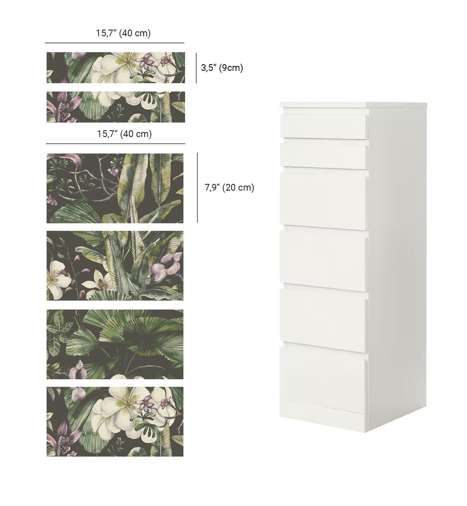 Ikea Malm Decal \ Thunbergia Shrub \ Dresser Sticker \ Removable Decal ...