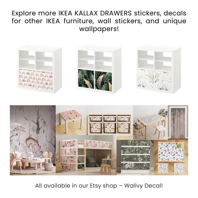 Leopard in Jungle IKEA KALLAX Drawer Sticker, Dark Tropical Leaf Vinyl ...
