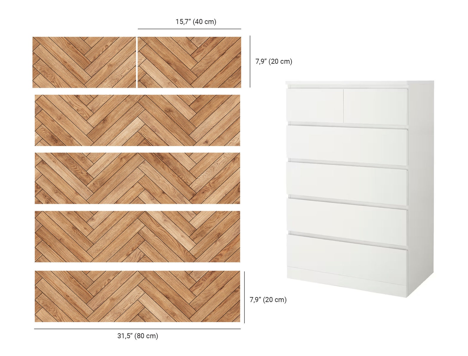 Ikea Malm Decal Wooden Parquet \ Dresser Sticker \ Removable Decal ...