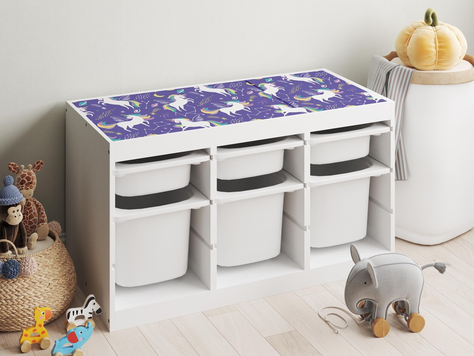 Ikea Trofast Decal, Cute Rainbow Unicorns, Storage Sticker, Removable ...