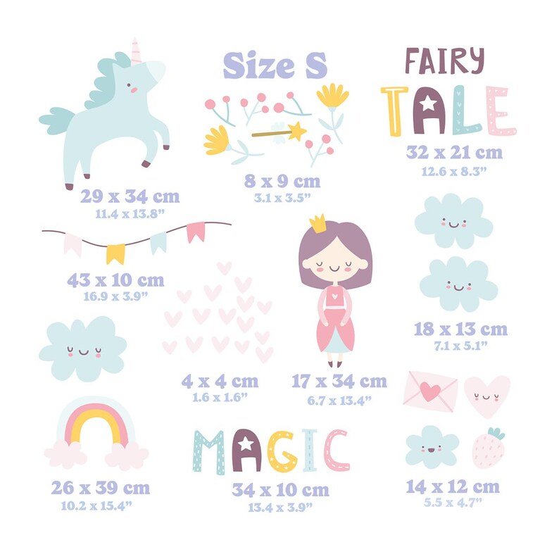 Fairy Tale and Unicorn \ Wall Decal \ Removable Wall Stickers \ Self ...