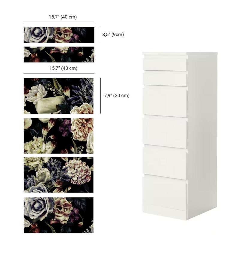 Ikea Malm Decal Bouquet Dresser Sticker Removable Decal - Etsy