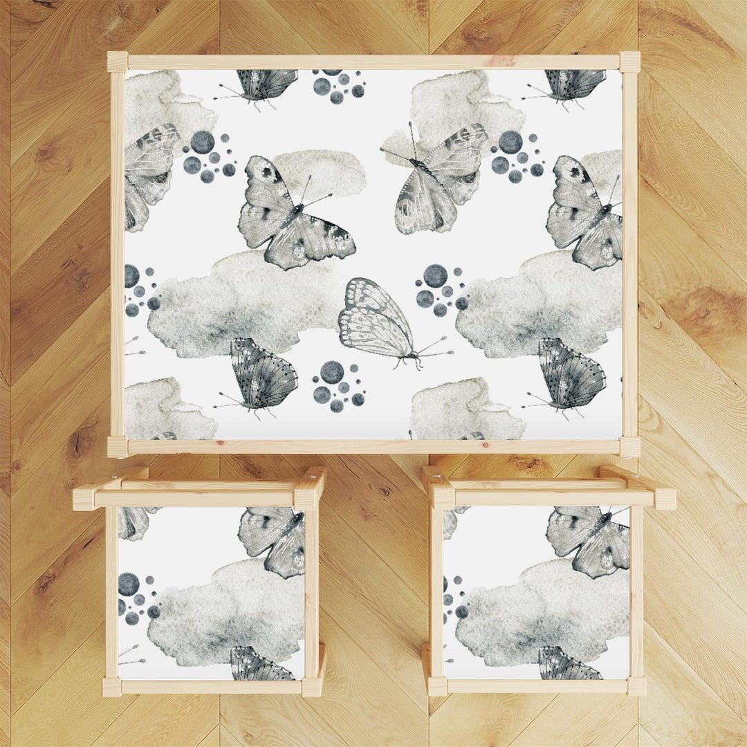 Ikea LATT Table and Chairs Decals \ Watercolor Moths \ Table Sticker ...