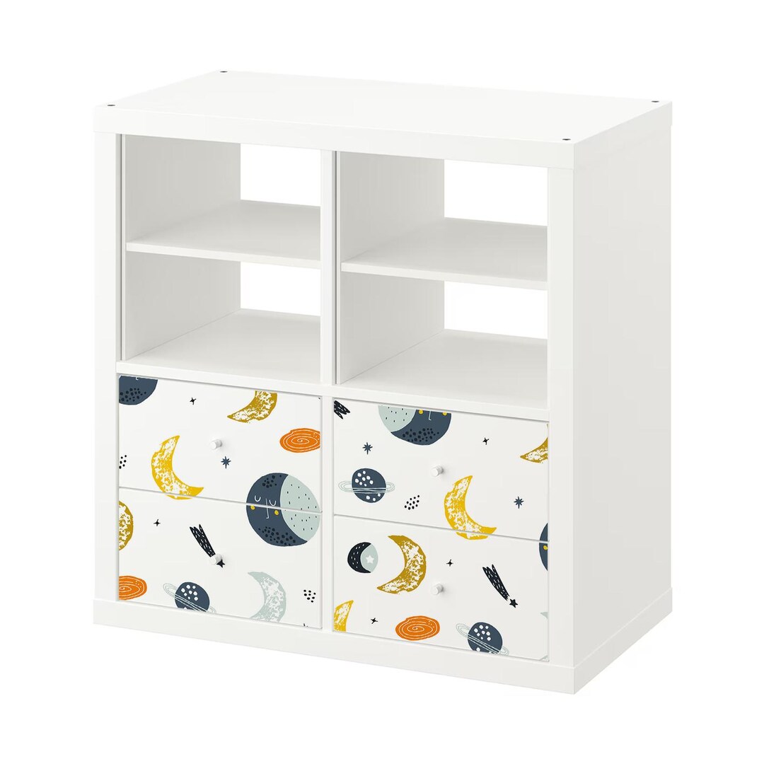 Moon and Planets IKEA KALLAX Drawer Sticker, Outer Space Vinyl Decal ...