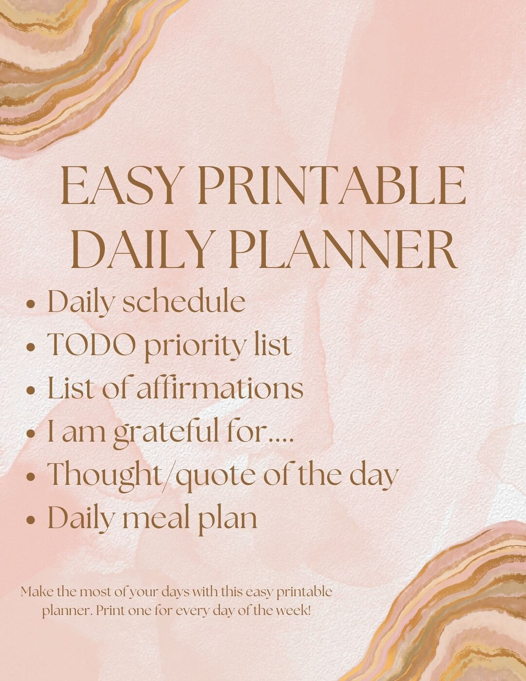 Digital Printable Daily Planner - Etsy