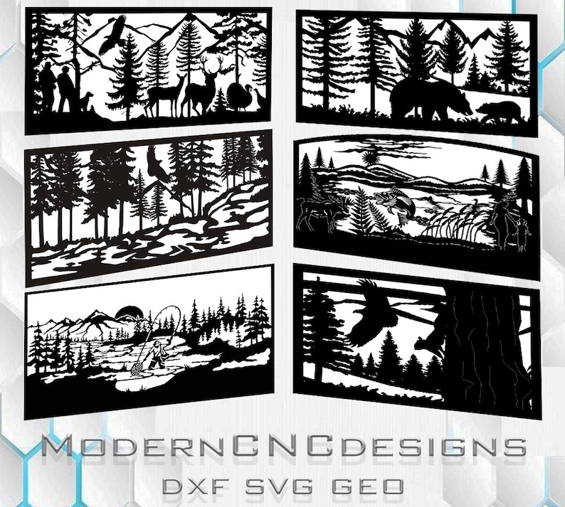 Animals Fish Forest Patern Bear Wolf , Gate Fence Designs Digital ...