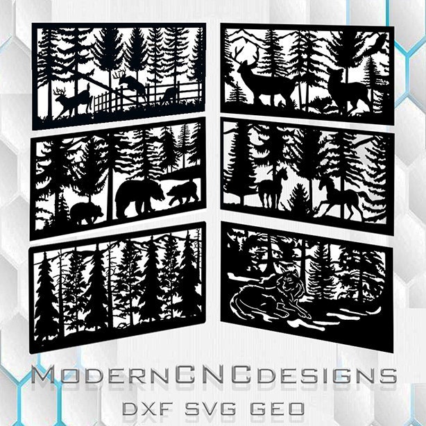 Animals Deer Forest Patern Wolf - Designs Fence Digital Project Laser ...
