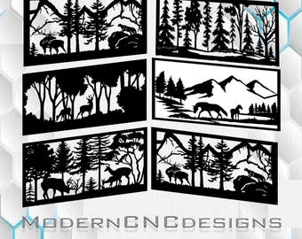 Animals Deer Forest Patern Designs Fence Digital Project Laser Cutting ...
