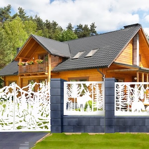 Gate Panel Forest Deer Wolf Animal - DXF CNC Dxf for Plasma Laser ...