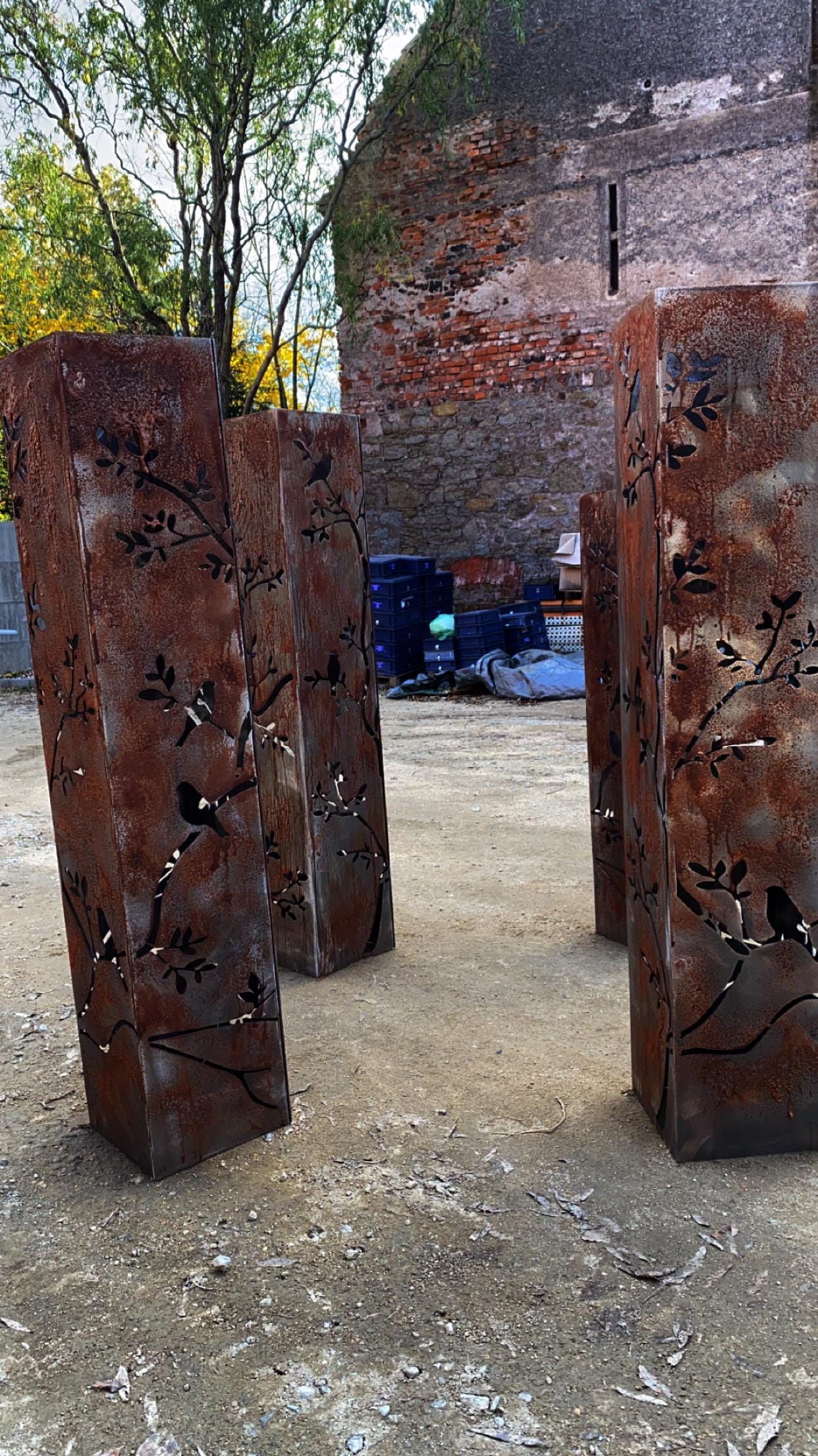 Modern Garden Planter Made of Corten Steel Contemporary Garden Column ...